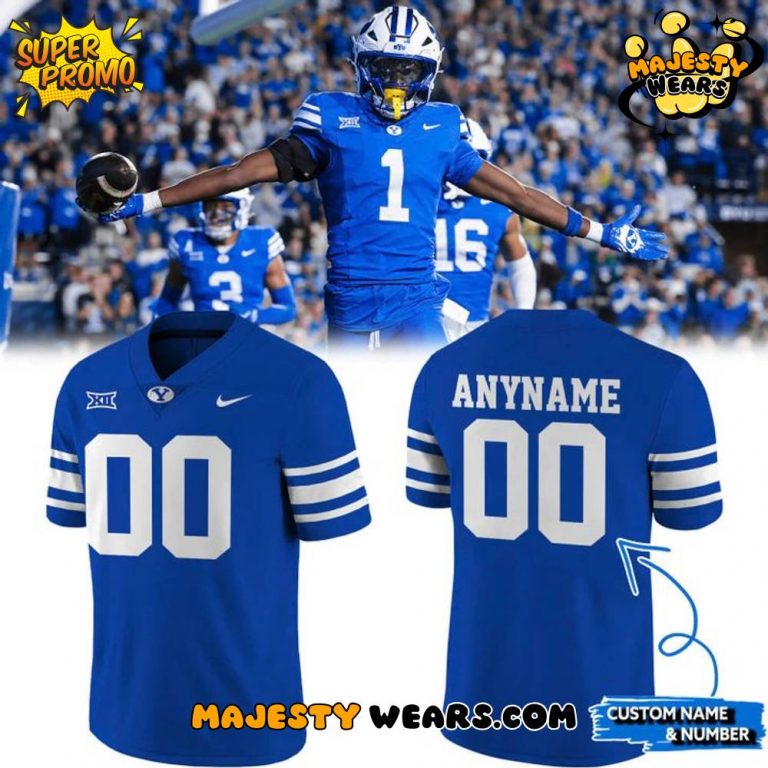 BYU Cougars Woodmark Royal Custom Football Jersey - MajestyWears